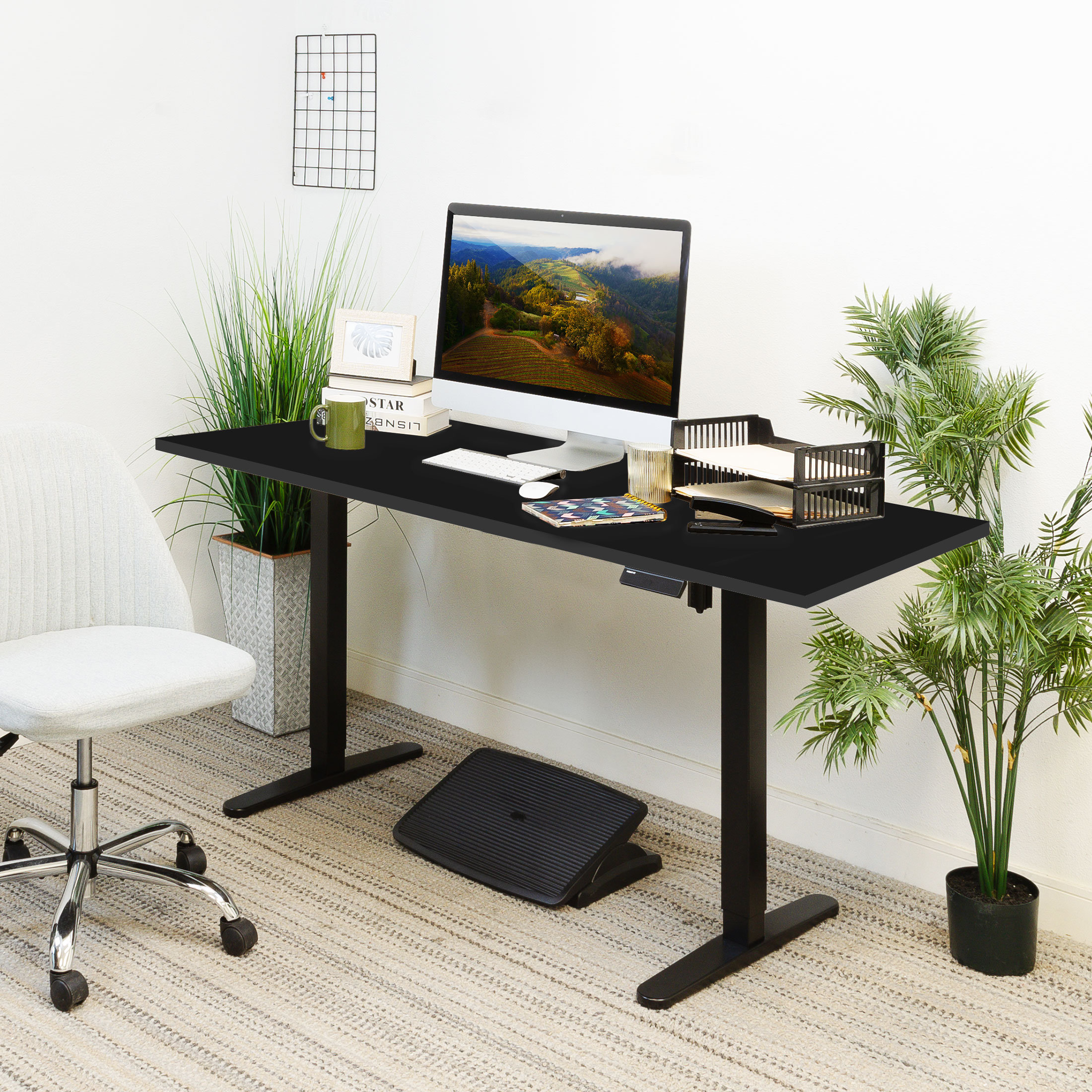 Mount-it Height Adjustable Electric Sit-stand Black Desk With Black ...