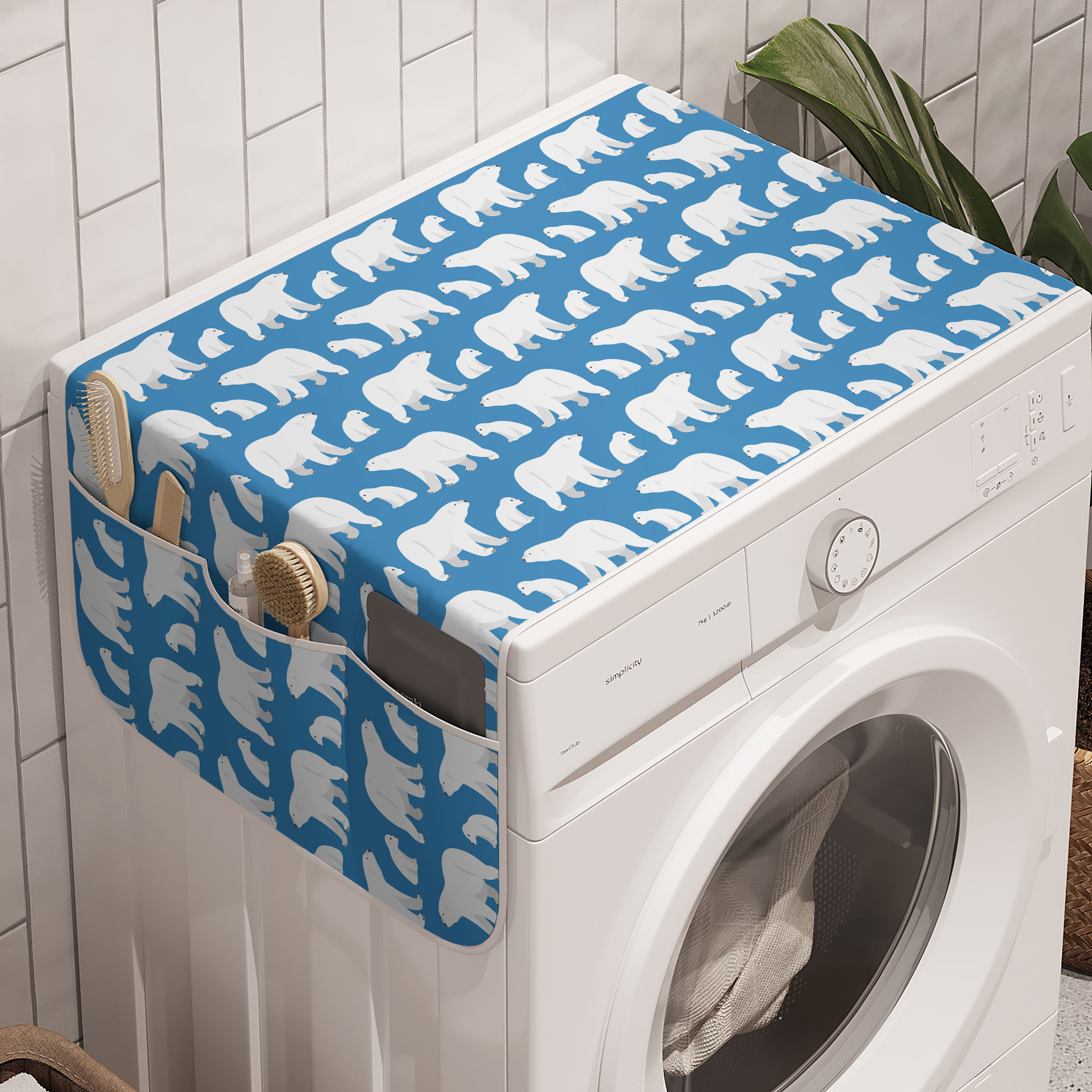 East Urban Home Polar Bear Washing Machine Organizer Pack of 2 47" x 18 ...