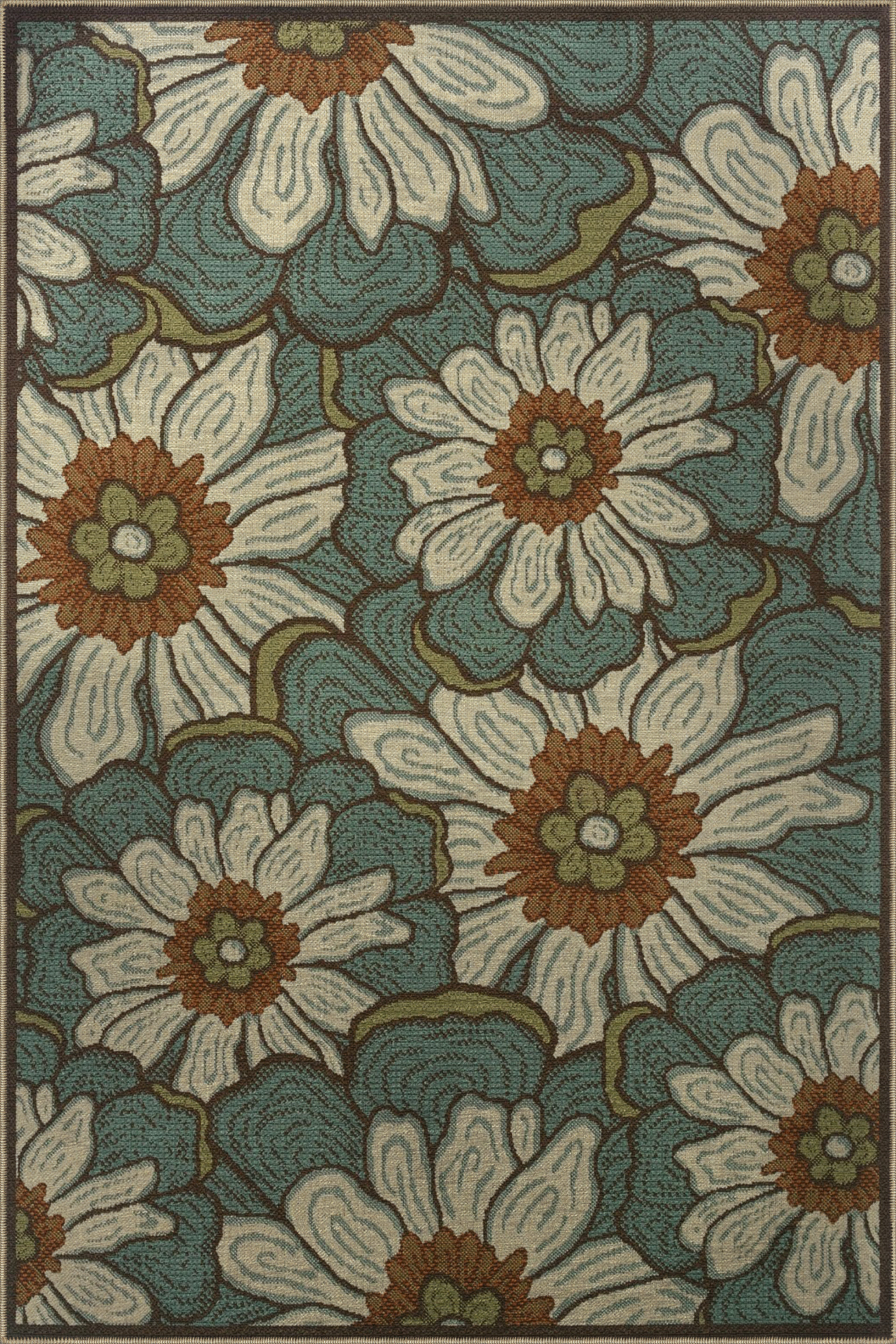 Bungalow Rose Green Themed Mixed Flower Daisy Patterned Creative Modern ...