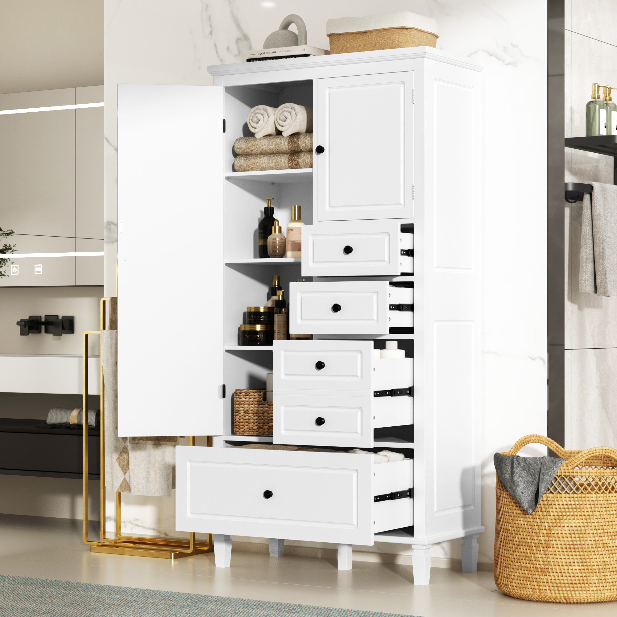 Red Barrel Studio® Tall And Wide Storage Cabinet With Doors For ...