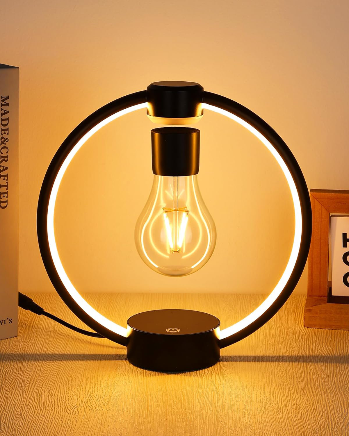 Orren Ellis Rotating Levitating LED Lamp With 3 Light Modes & Touch ...