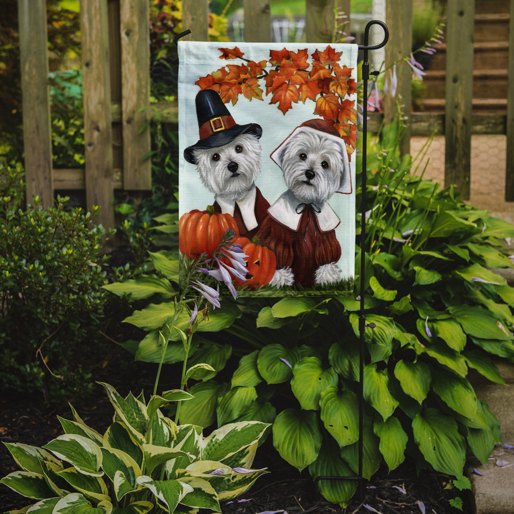The Holiday Aisle® Westie Thanksgiving Pilgrims Garden Flag - Wayfair ...
