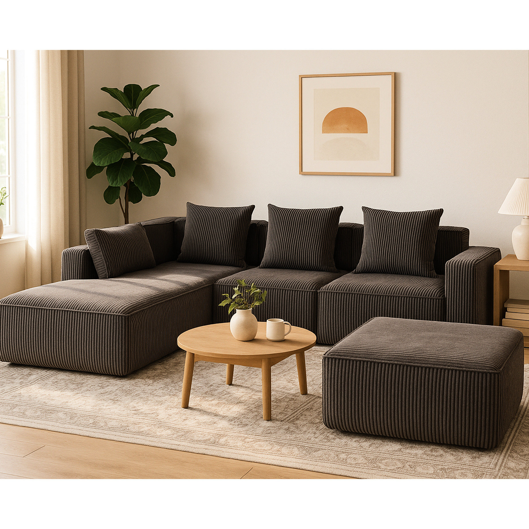 Mercer41 Corduroy Multi - Person 33005 5, Soft Foam Padding, Vacuum ...
