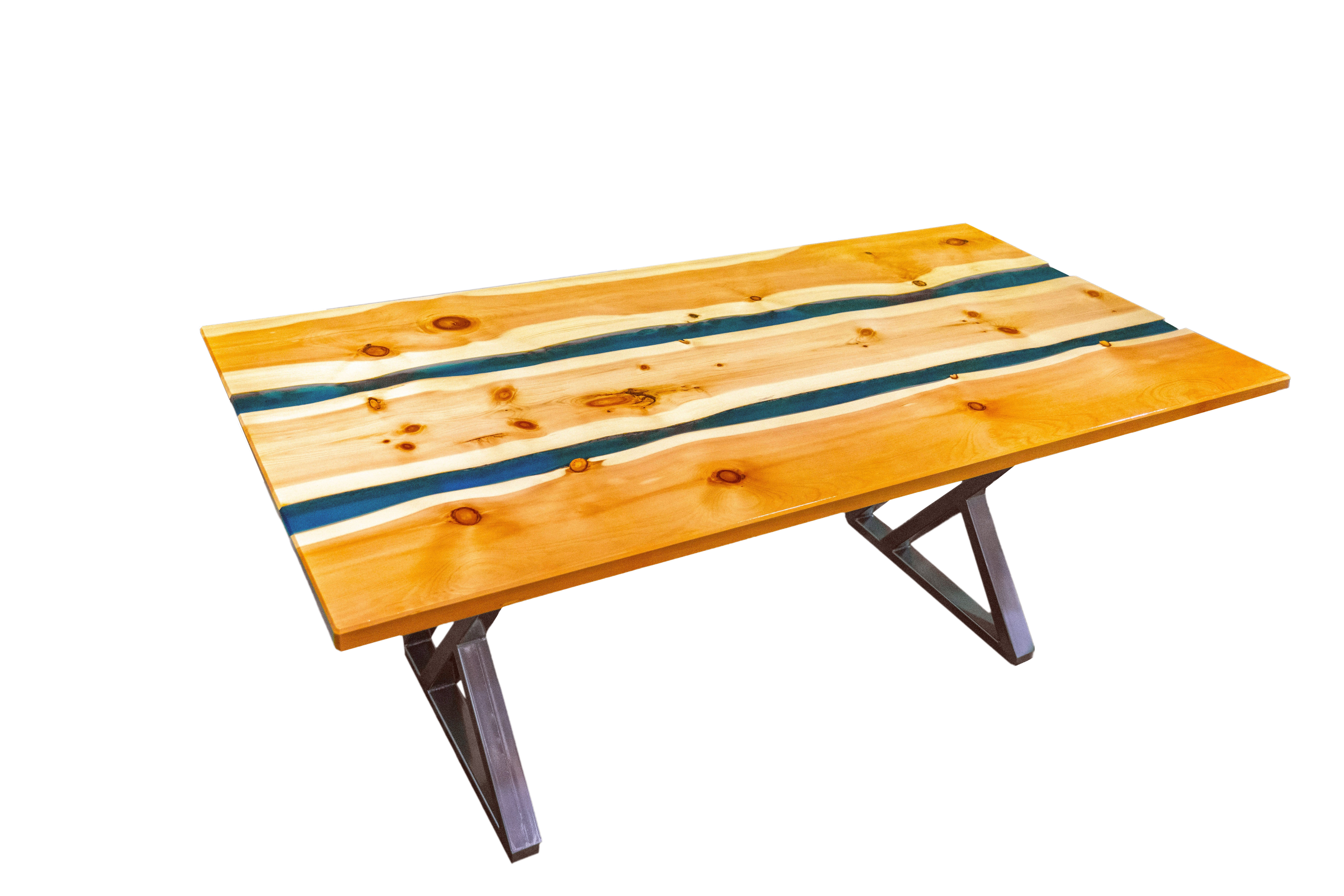 Loon Peak® Iszabella Brown/Blue Worktop Cedar Table With River Solid ...
