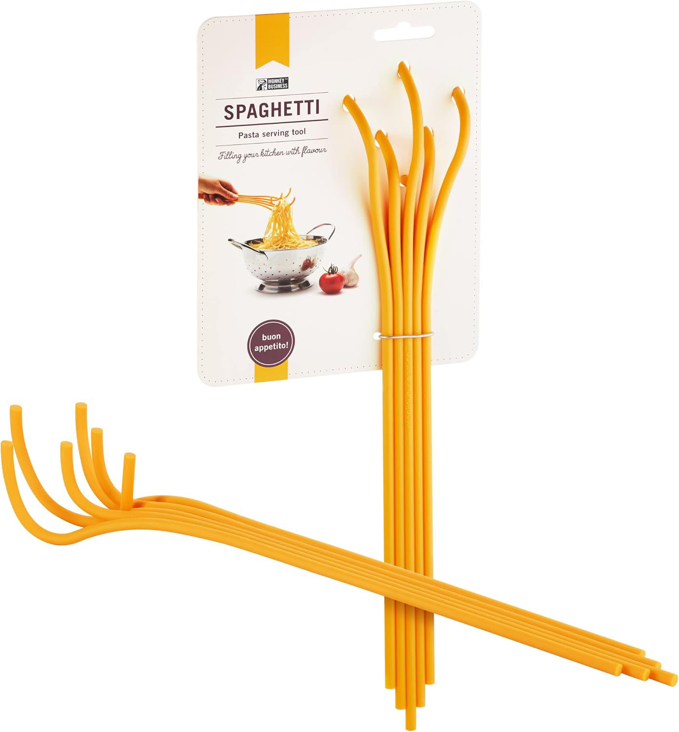 Monkey Business Fun Spaghetti-Shaped Plastic Spaghetti Spoon/Pasta Fork ...