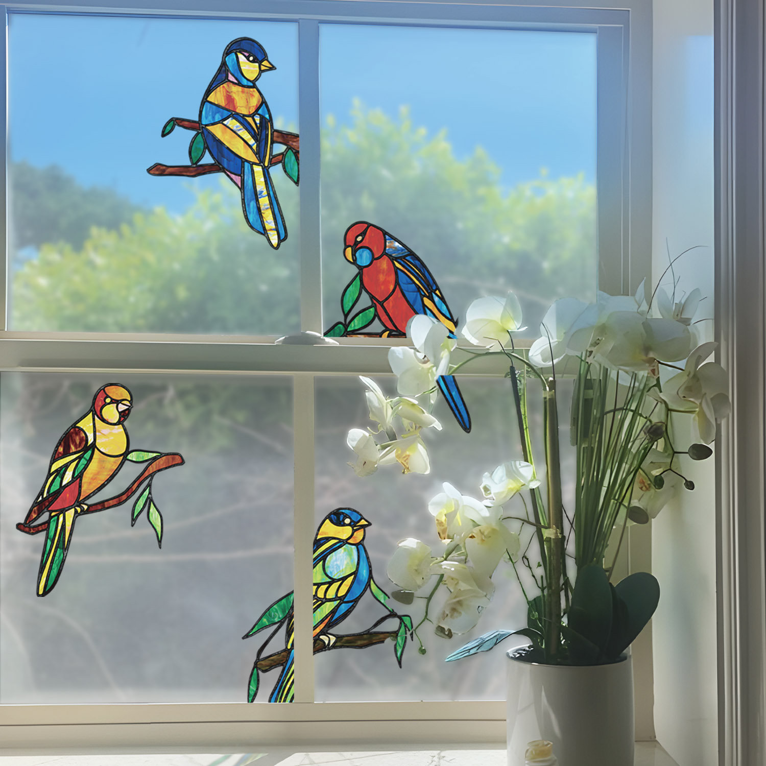 Winston Porter 4 Single Birds Window Decal | Wayfair