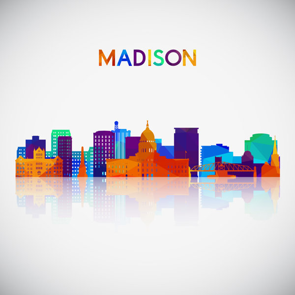 Ebern Designs Madison Skyline On Canvas by Elena Iakovleva Print | Wayfair