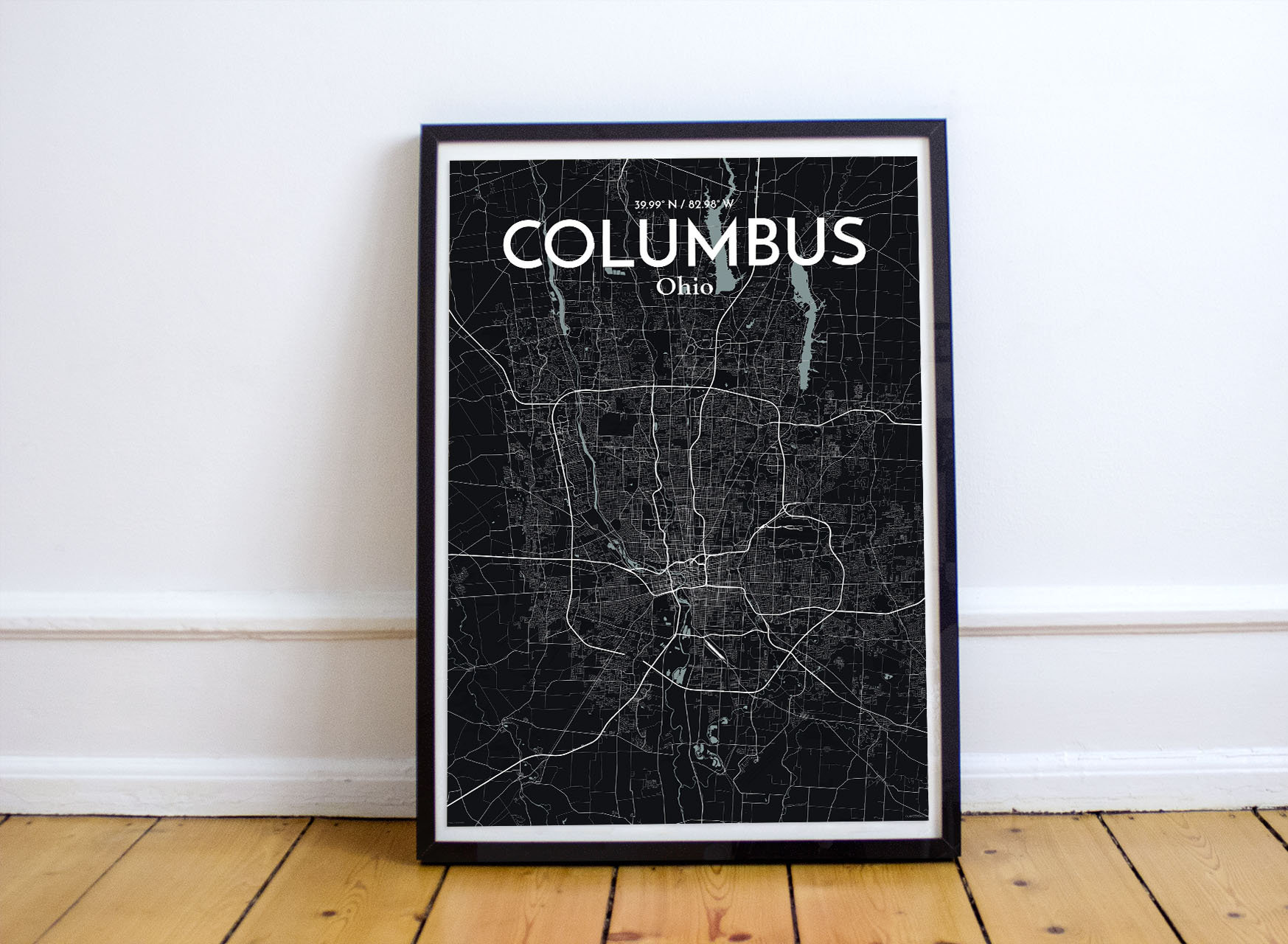 Williston Forge 'Columbus City Map' Graphic Art Print Poster in Black ...