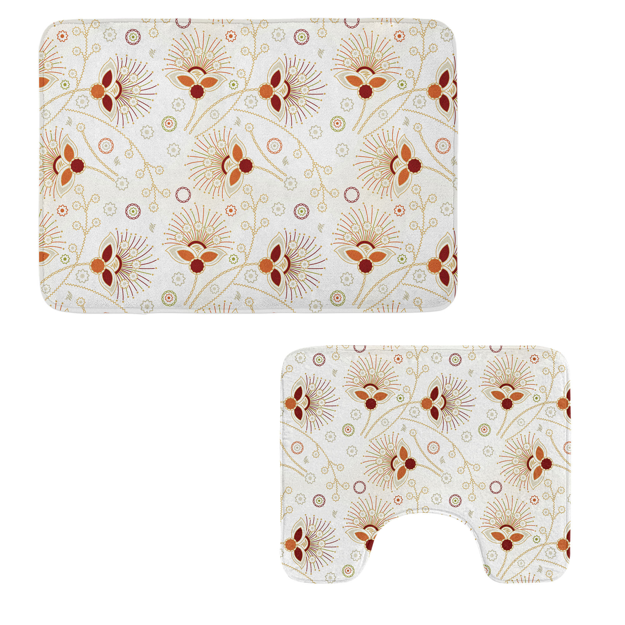 East Urban Home Abstract Bathroom Rug Set 2 Pieces Rectangle & Contour ...