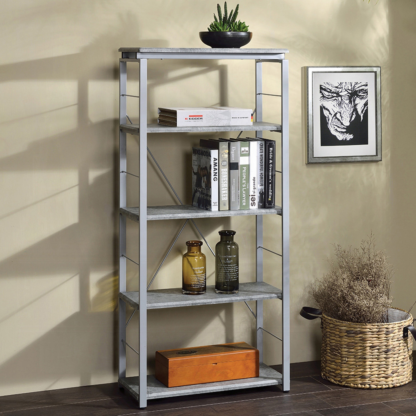 Ophelia & Co. Metal Shelving Unit Bookshelf, 1Pc Home Office Storage ...