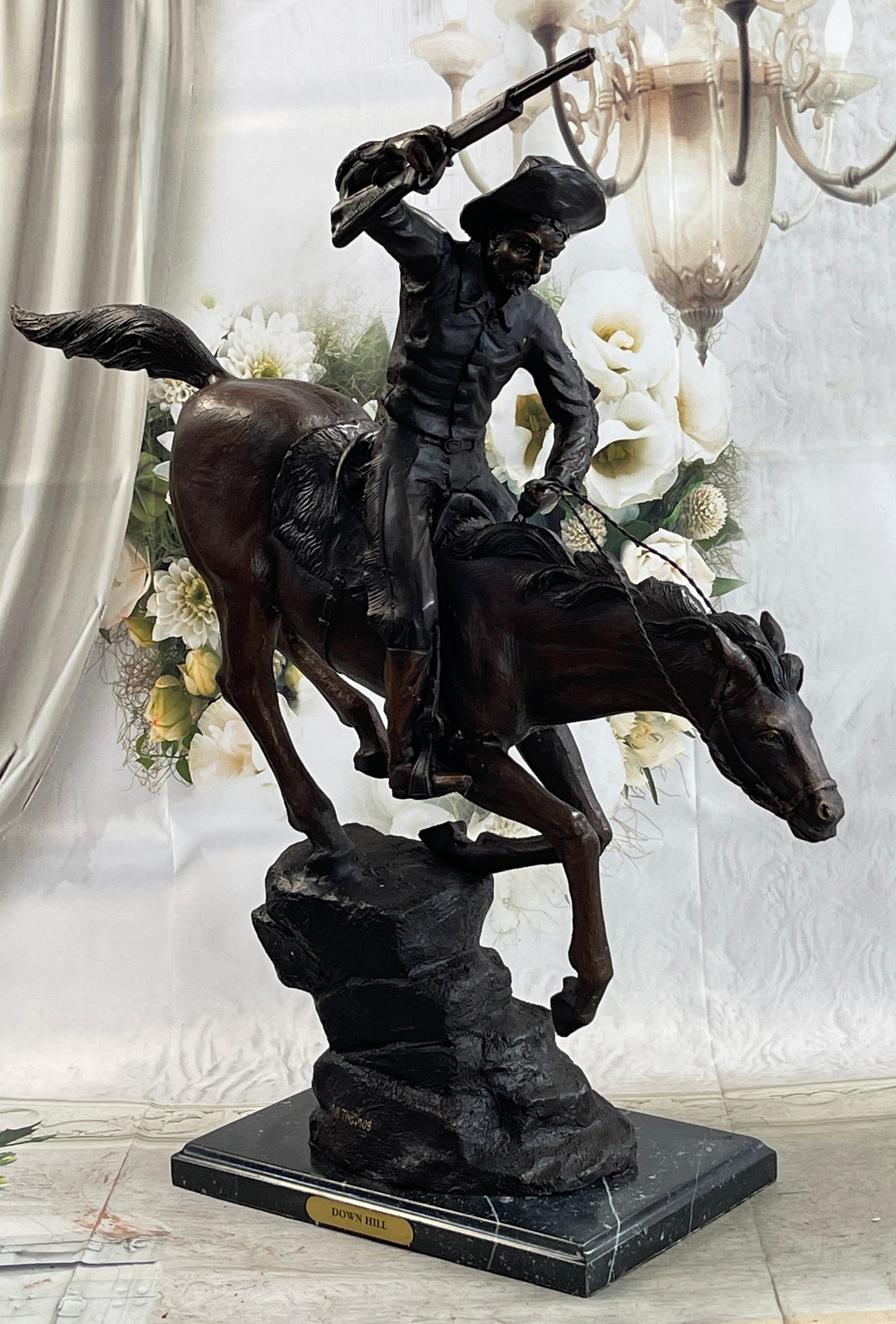 Bronzhaus Extra Large Bronze Horse And Cowboy Bronco Buster By Thomas ...