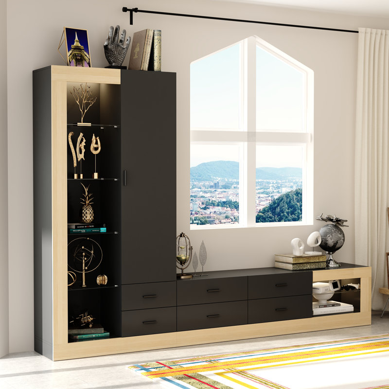 Latitude Run® 104.5" Wide 6 Drawer L-Shaped Storage Cabinet With Lights ...