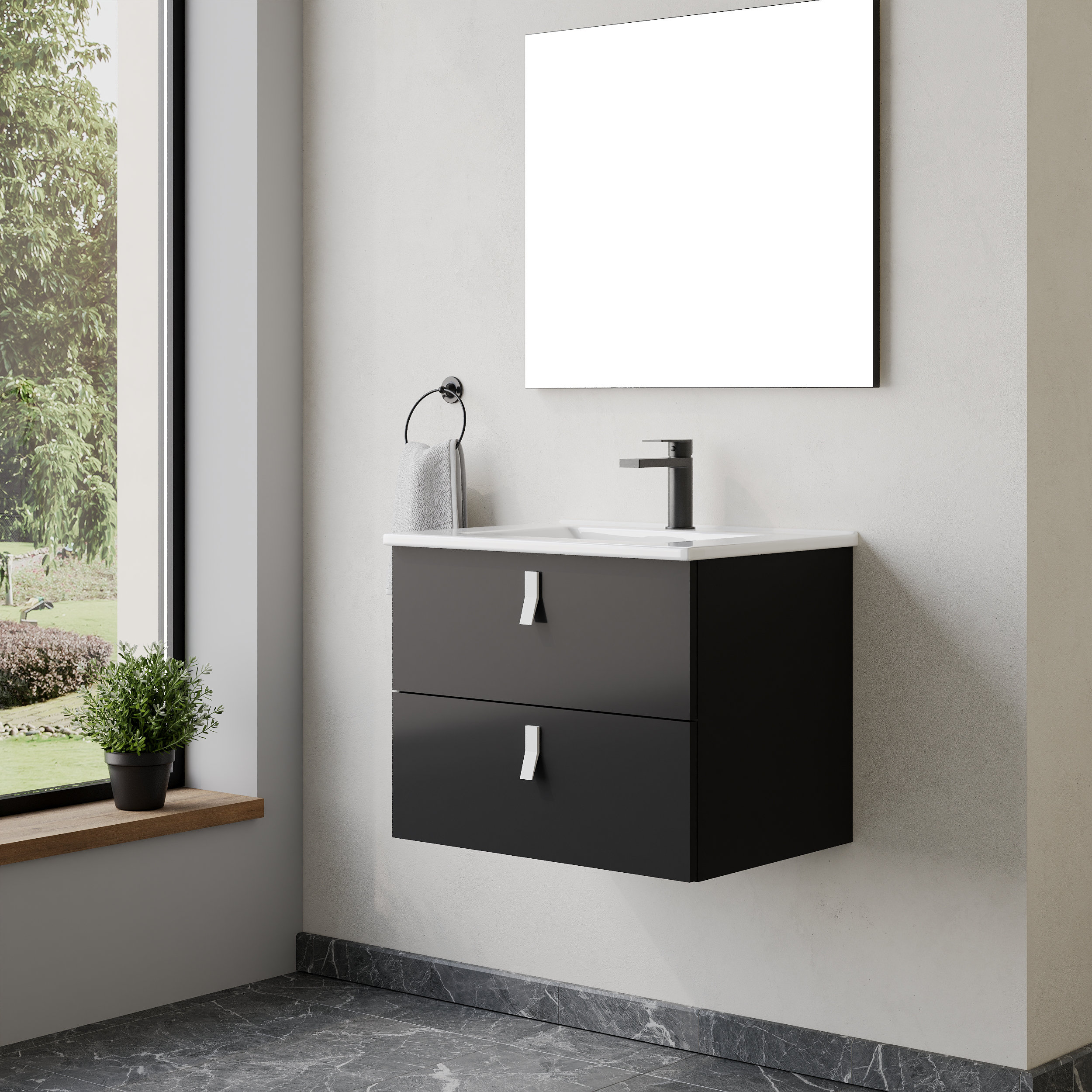 ModernMoments Borian 600mm Wallhung Vanity Unit With Athena Basin-matt ...