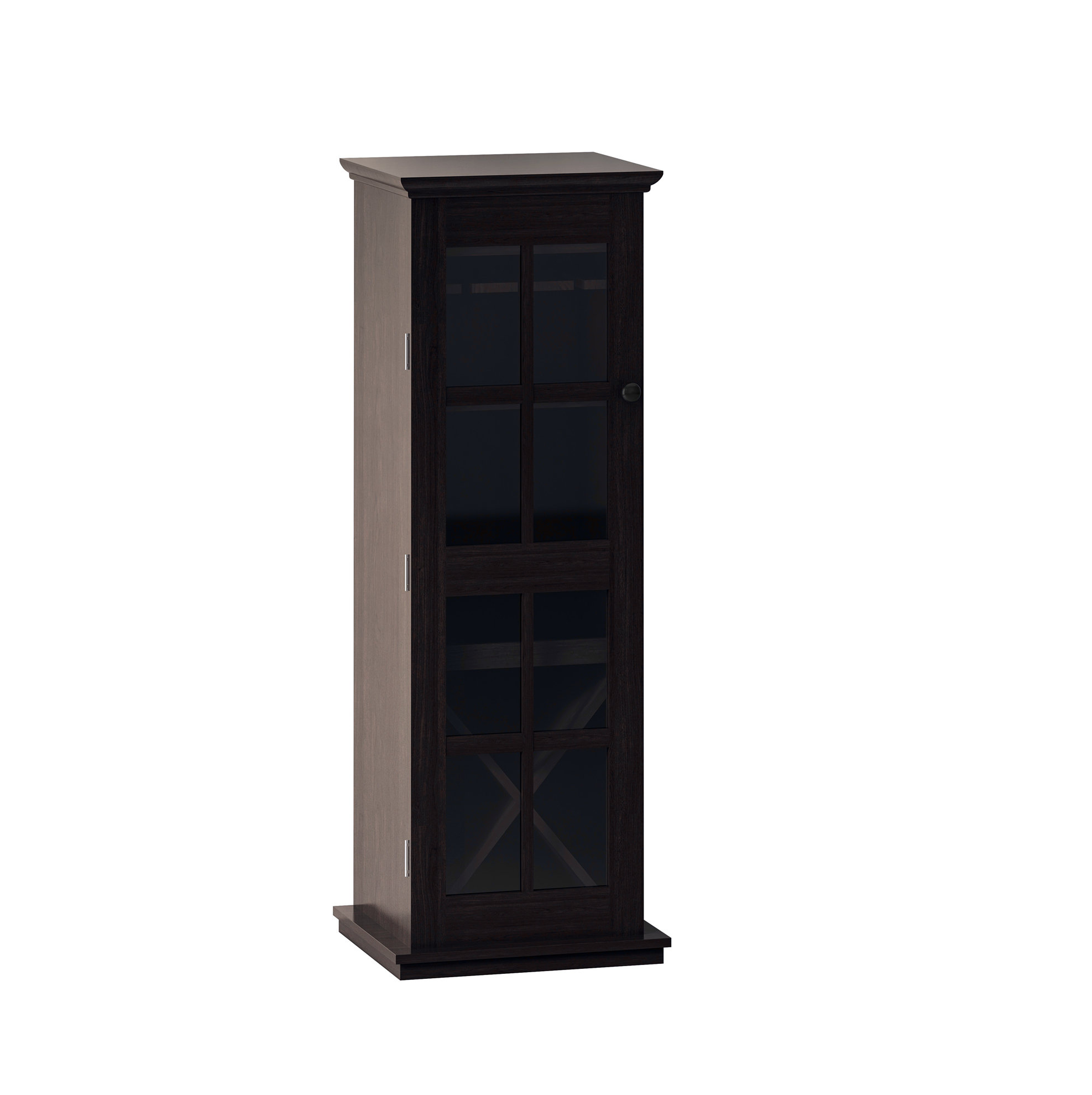Winston Porter Glass Door Wine Cabinet with Drawer and X-Shaped Rack ...