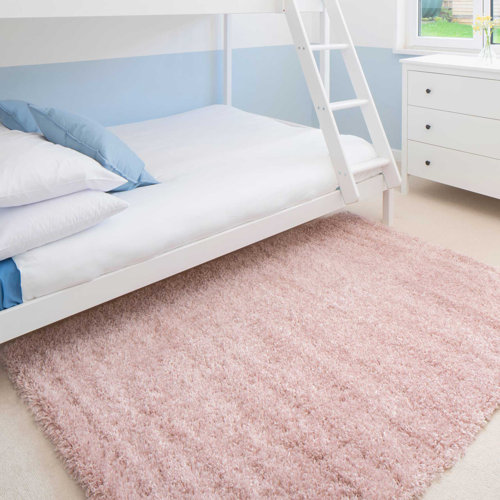 17 Stories Anastazie Solid Colour Machine Woven Blush Area Rug ...