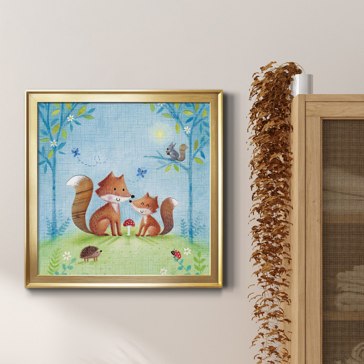 Redwood Rover Woodland Family Fox - Picture Frame Print on Canvas ...