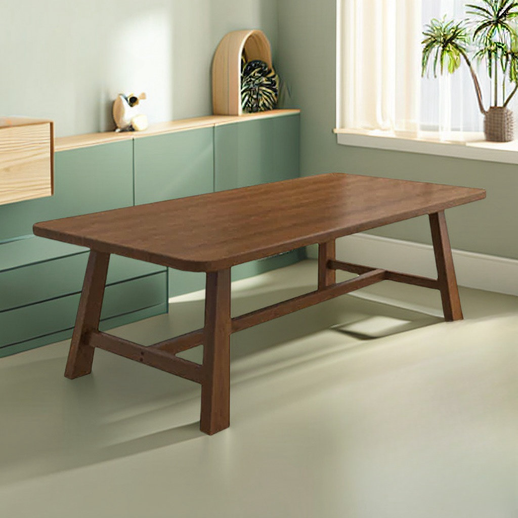 Hokku Designs Light brown Rectangular Solid Wood Dining Table | Wayfair