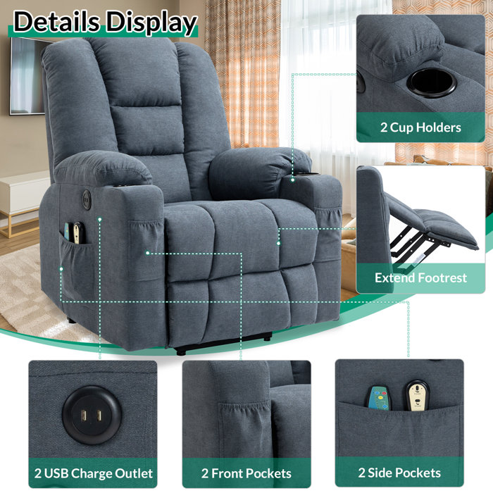 Latitude Run® Upholstered Lift Assist Power Recliner & Reviews | Wayfair