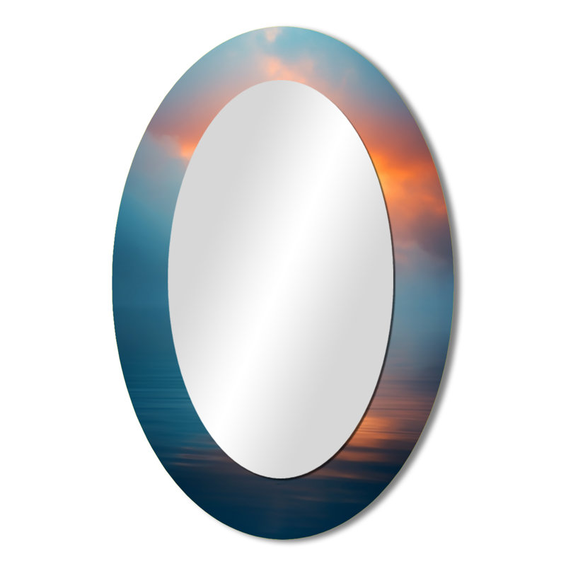 Dovecove Serene Lighthouse In Sunset Mist - Coastal Oval Decorative ...