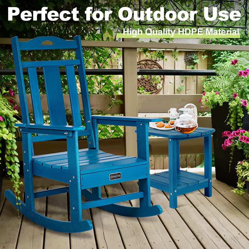 Beachcrest Home™ Patio Rocking Chair, Hdpe Outdoor Indoor Porch Rocker ...