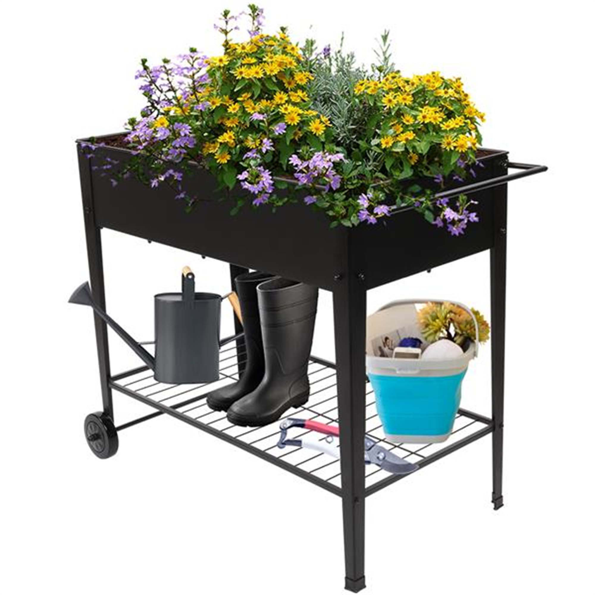 17 Stories Versatile Metal Raised Garden Cart with Multiple Features ...