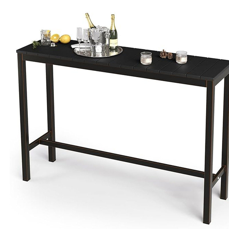 Latitude Run® Outdoor Bar Table, 55" Black Counter Table, Waterproof ...
