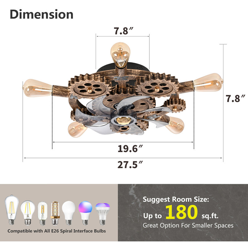 Williston Forge Karnisha 19.6'' Ceiling Fan with Light Kit & Reviews ...