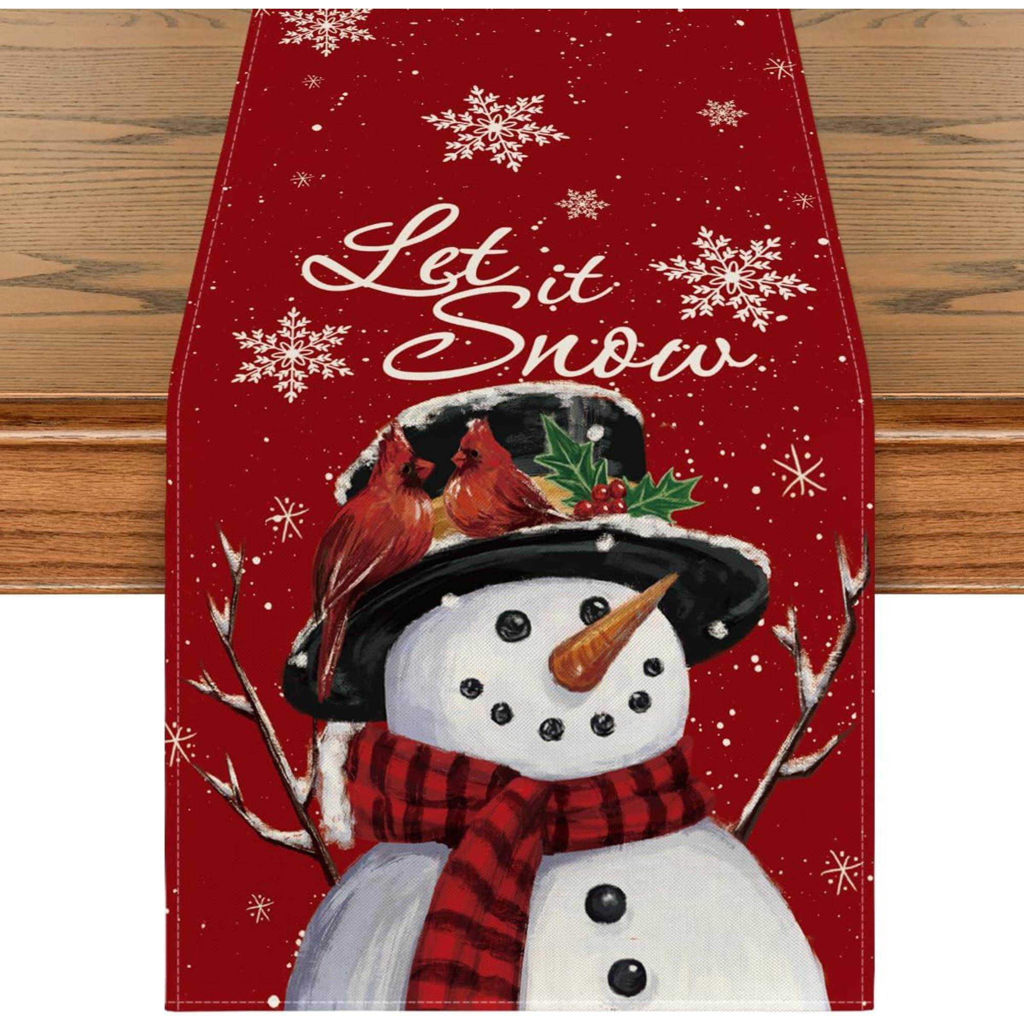 The Holiday Aisle® Artoid Mode Snowman Let It Snow Winter Table Runner ...
