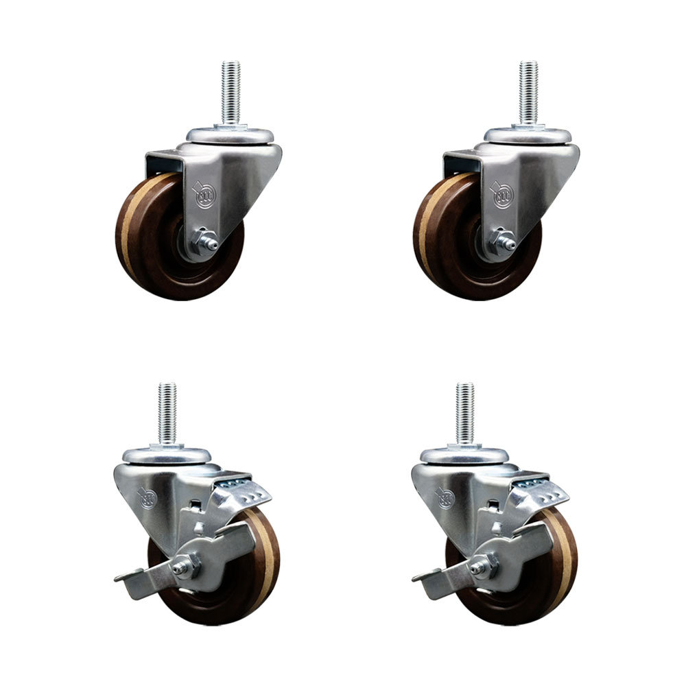 Service Caster 3 Inch High Temp Phenolic 3/4 Inch Threaded Stem Caster ...