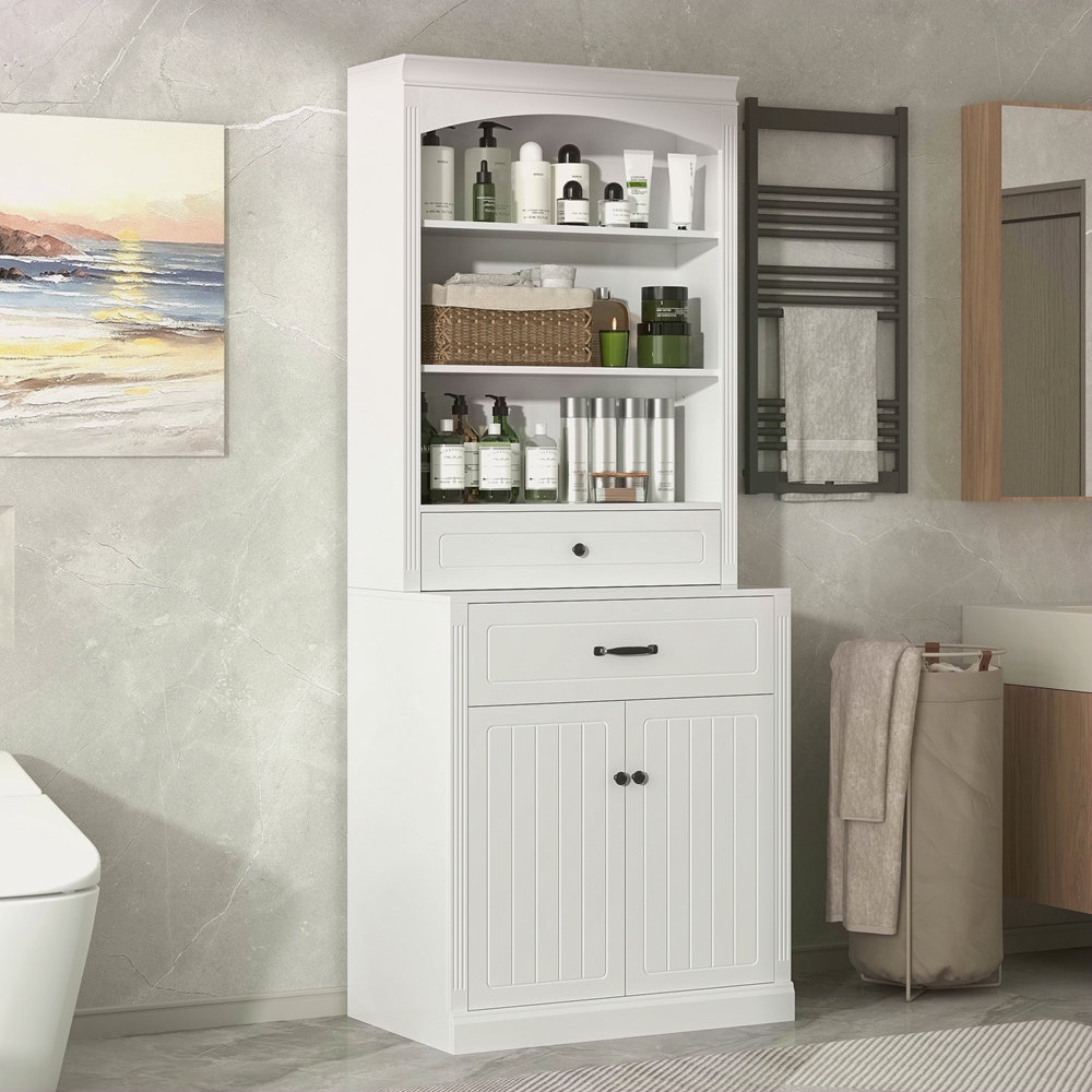 Rosecliff Heights White Bathroom Storage Cabinet With Four Doors ...
