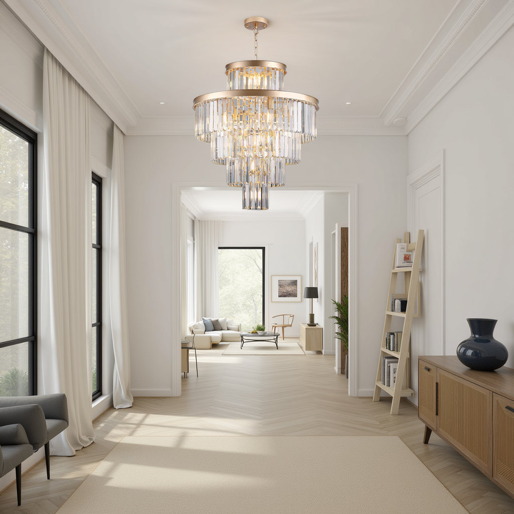 Mercer41 24" Luxury 5-Tier Crystal Chandelier – 15-Light Pendant ...