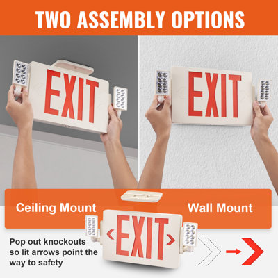 VEVOR LED Double Sided Emergency Exit Combo Sign | Wayfair
