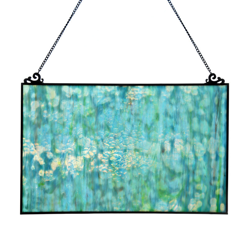 Andover Mills™ 10.75"H Theo Opaque Turquoise-Stained Glass Window Panel ...