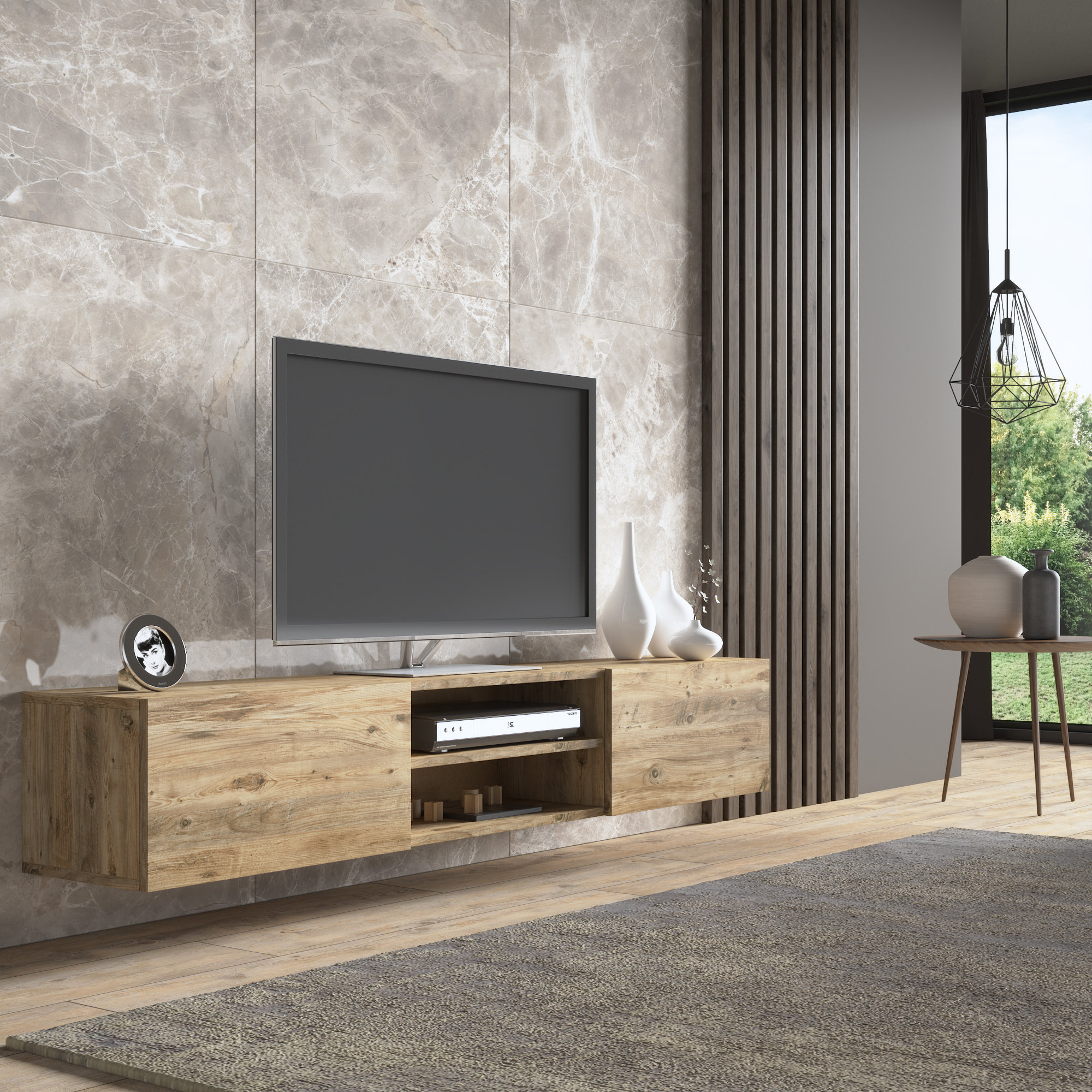 Houseella Waco Floating TV Stand Up to 80" TVs Wall Mount Media Console ...