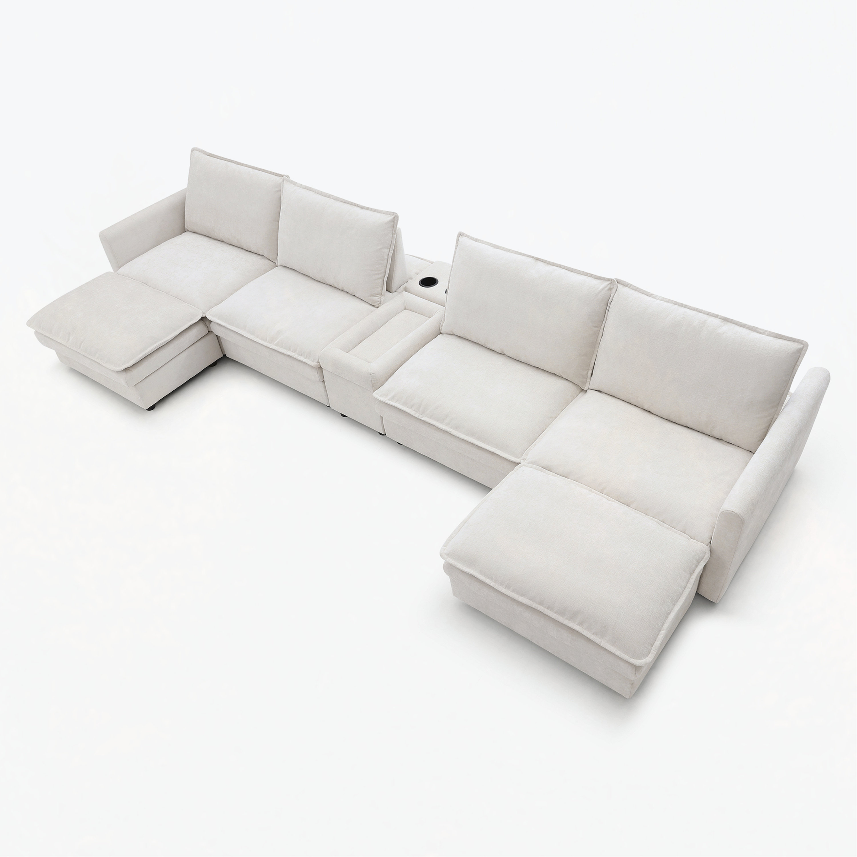 Latitude Run® 140" U Shaped Couch, Modular Sectional Sofa, 6-Seater ...