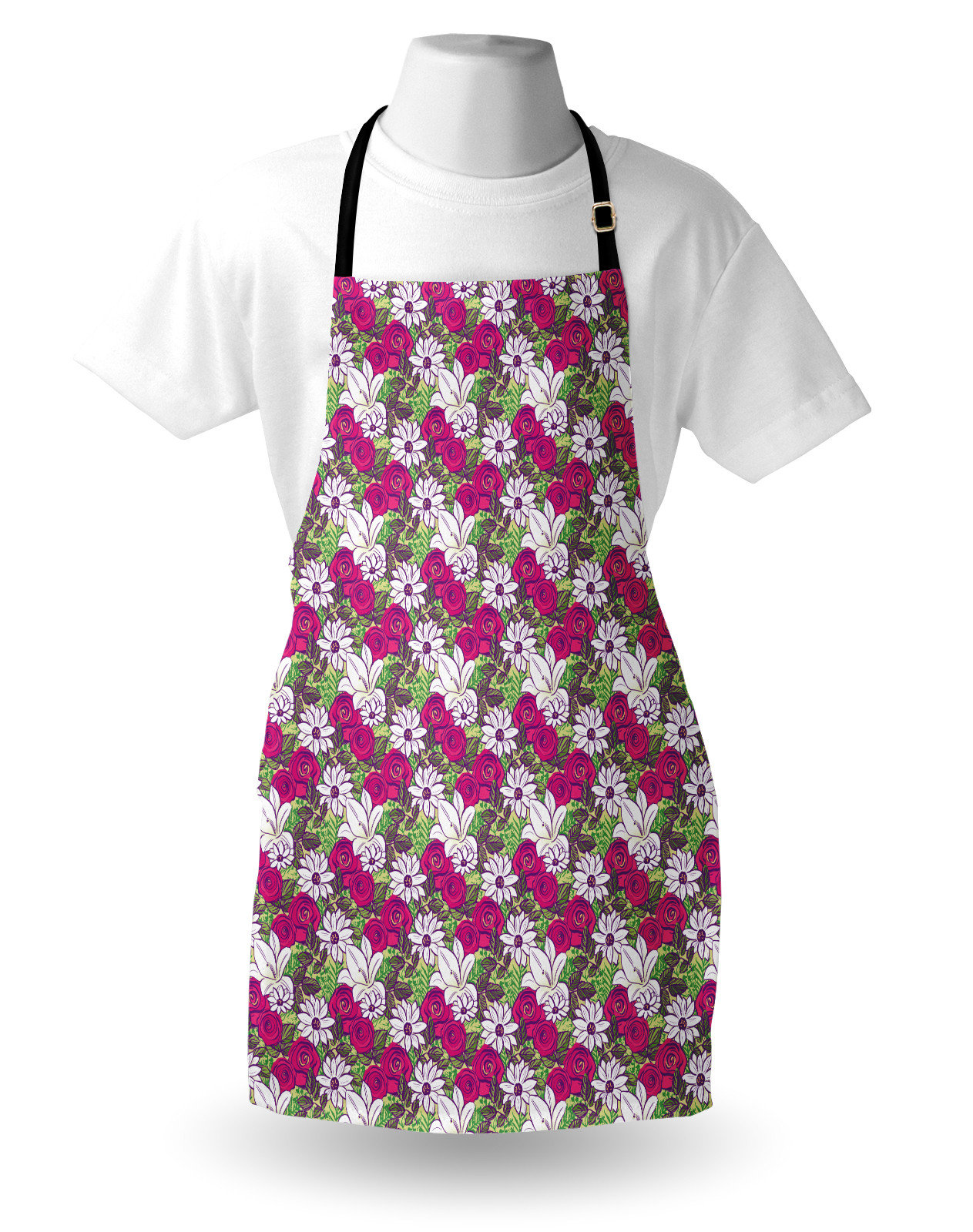 Bungalow Rose Floral Apron Unisex Bold Roses Lilies Chamomiles Adult ...