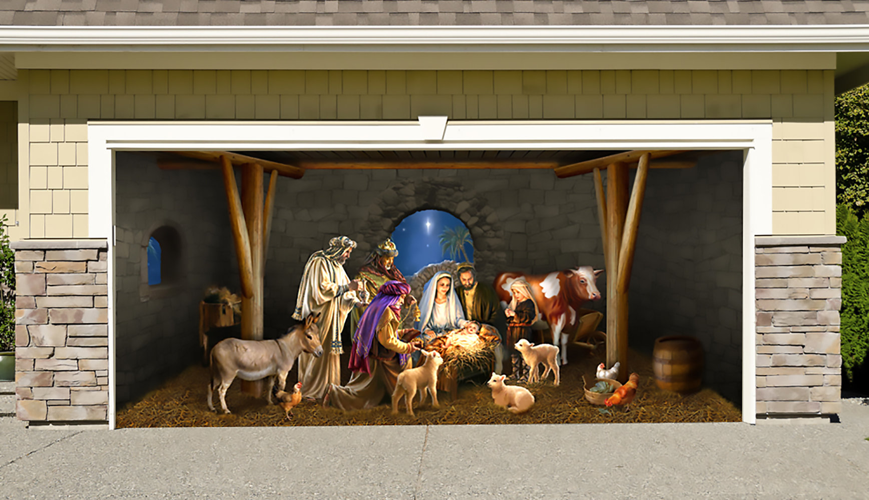 The Holiday Aisle® Outdoor Nativity Scene Christmas Holiday Home Garage ...
