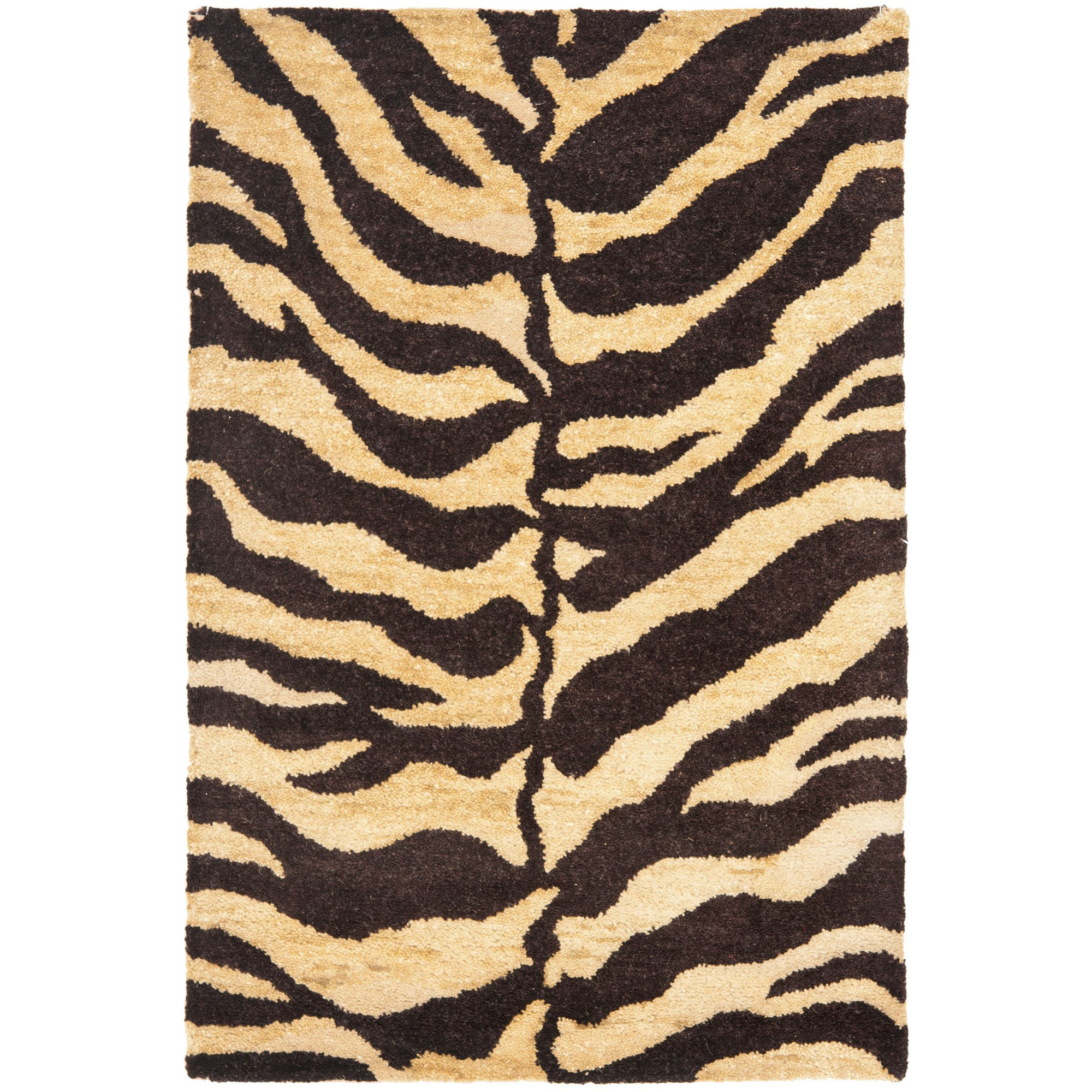 World Menagerie Eshleman Animal Print Handmade Tufted Wool Brown Area ...