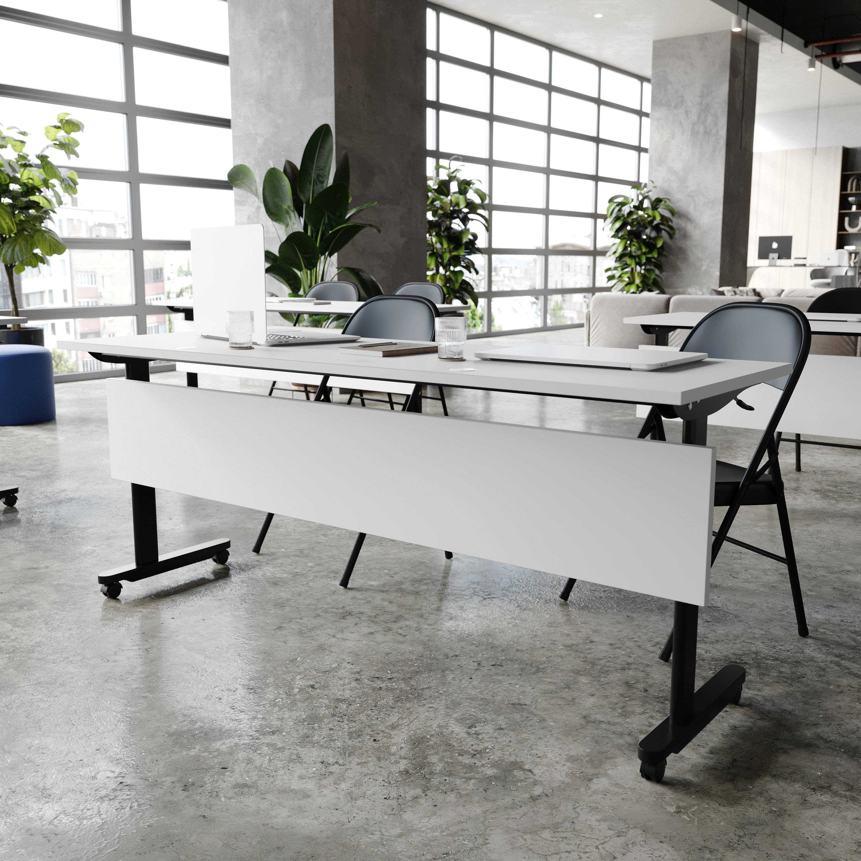 Inbox Zero Commercial Nesting Flip Training Table With Steel Frame And ...
