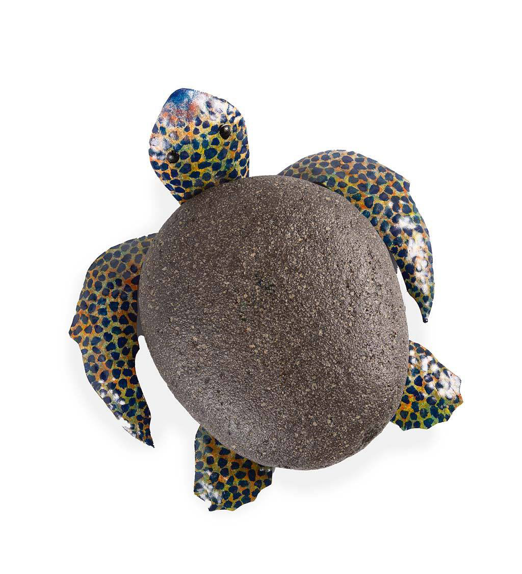 Wind & Weather Metal And Stone Handcrafted Sea Turtle, Large | Wayfair