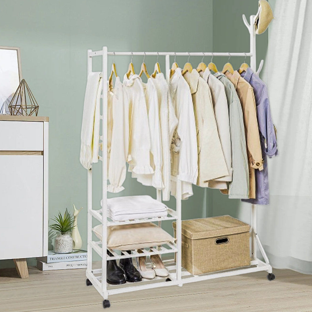 Latitude Run® Multi-Functional Clothes Rack With Storage Shelf ...