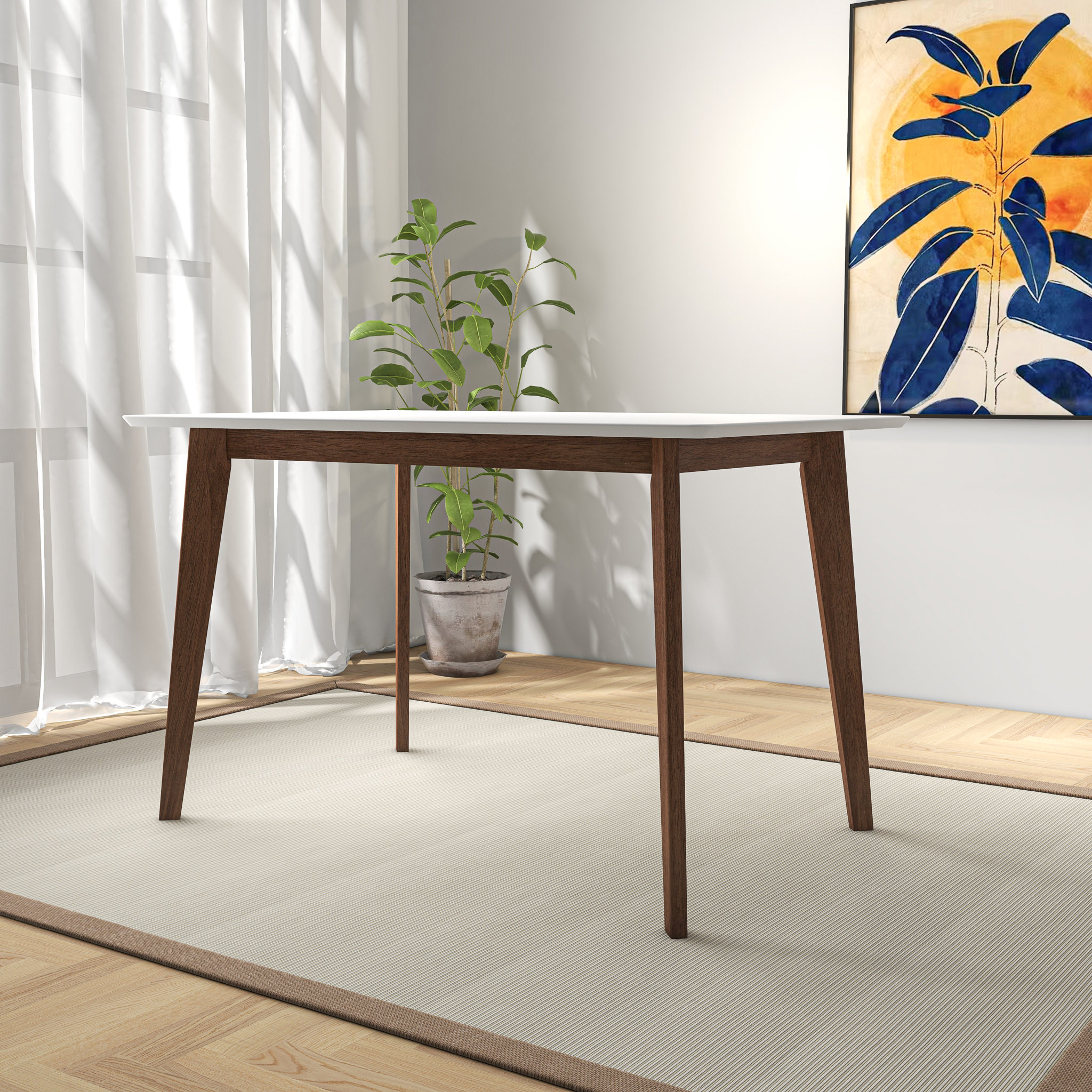George Oliver Elegance Dine Mid-Century Modern Top Rectangular Solid ...