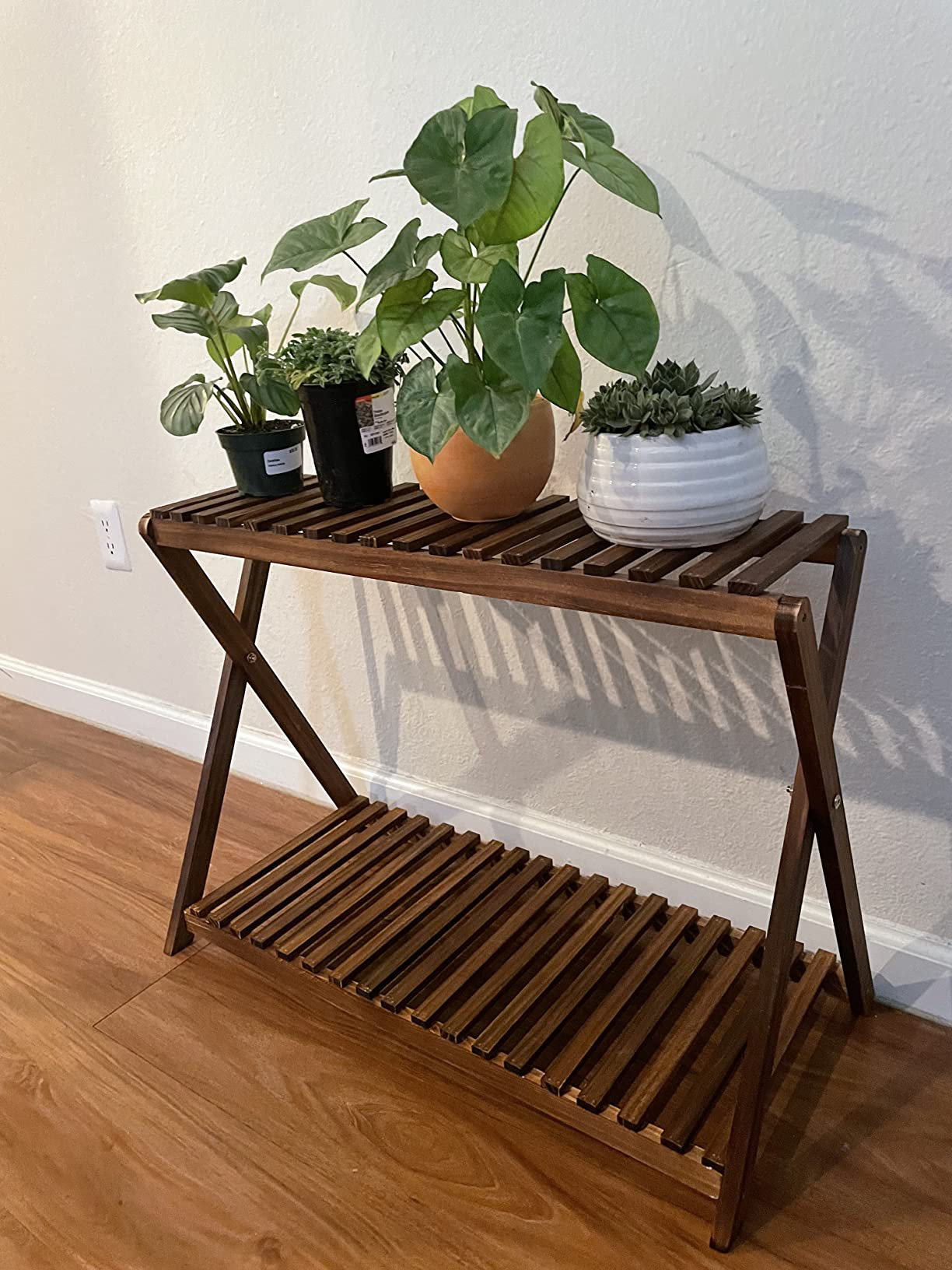 Arlmont & Co. Wooden Plant Stand,Narrow Plant Stand Shelf Display ...