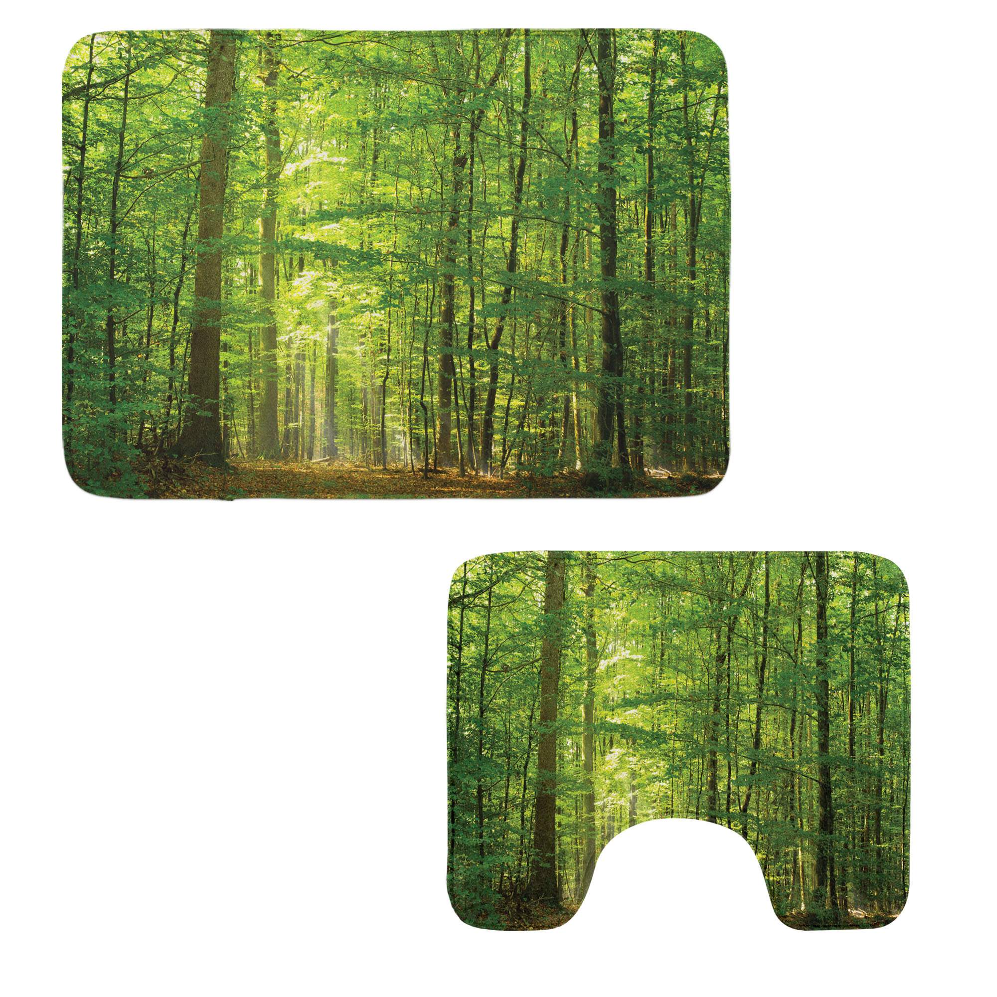 Highland Dunes Woodland Bathroom Rug Set 2 Pieces Rectangle & Contour ...