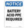 SignMission OSHA Notice - Battery Acid PPE Required Sign | Heavy Duty ...