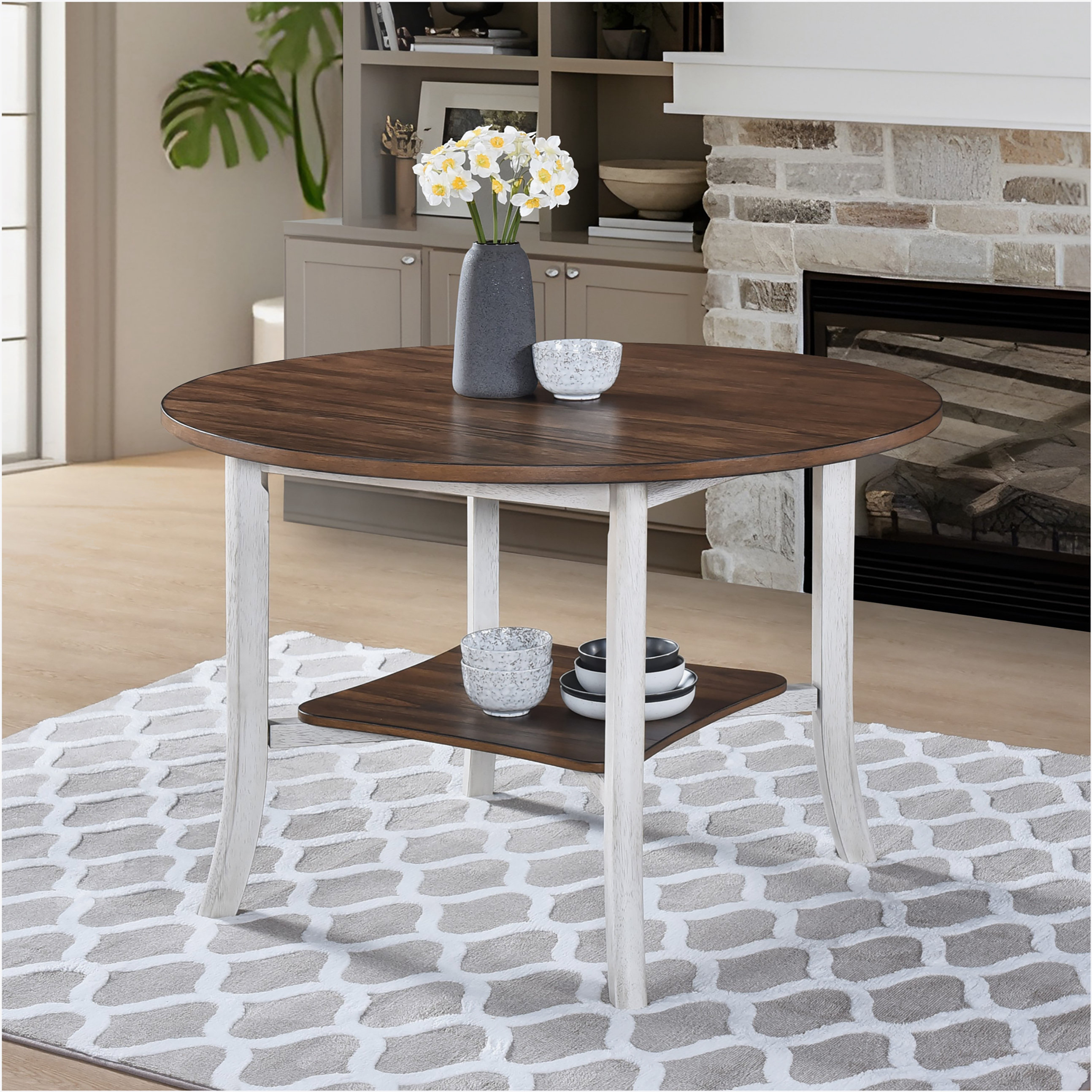 Lark Manor™ 45.7inch Round Dining Table With Shelf Height 30 inch ...