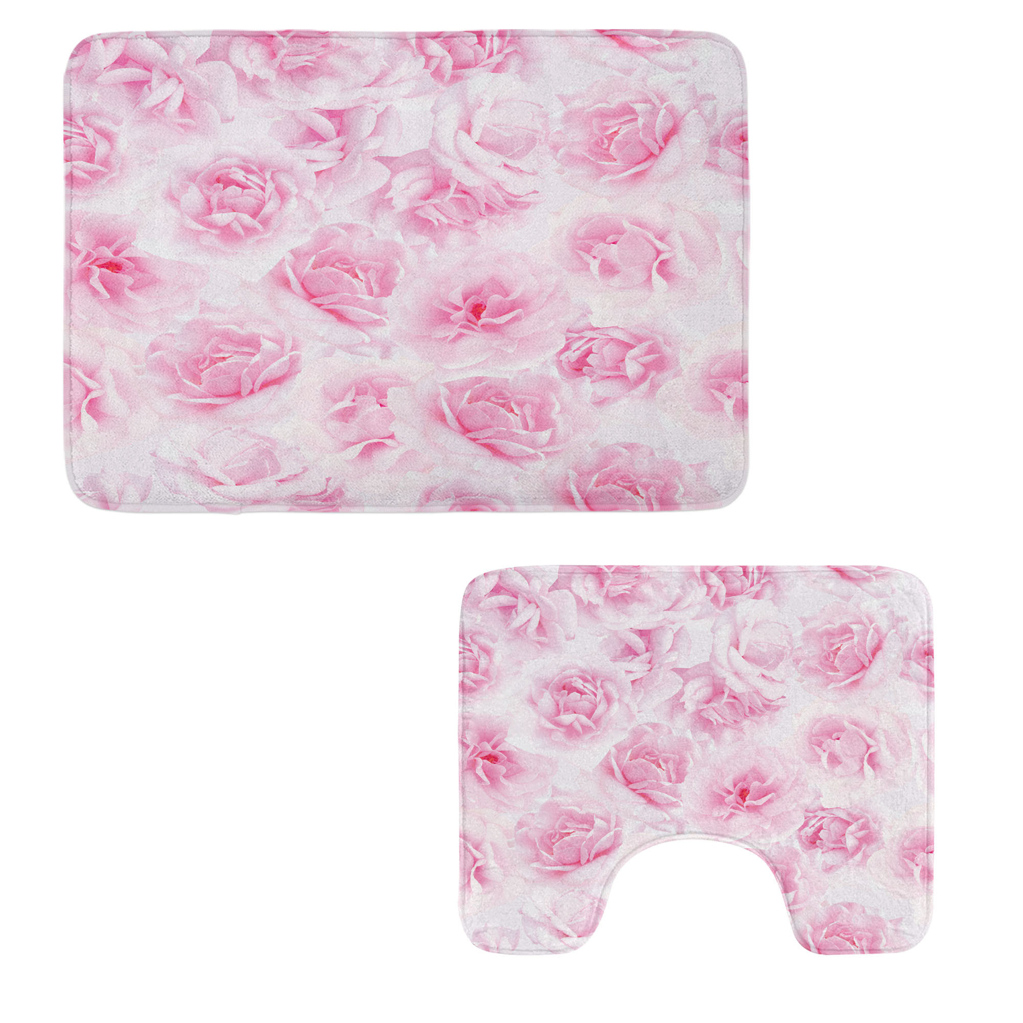 East Urban Home Rose Bathroom Rug Set 2 Pieces Rectangle & Contour Mats ...