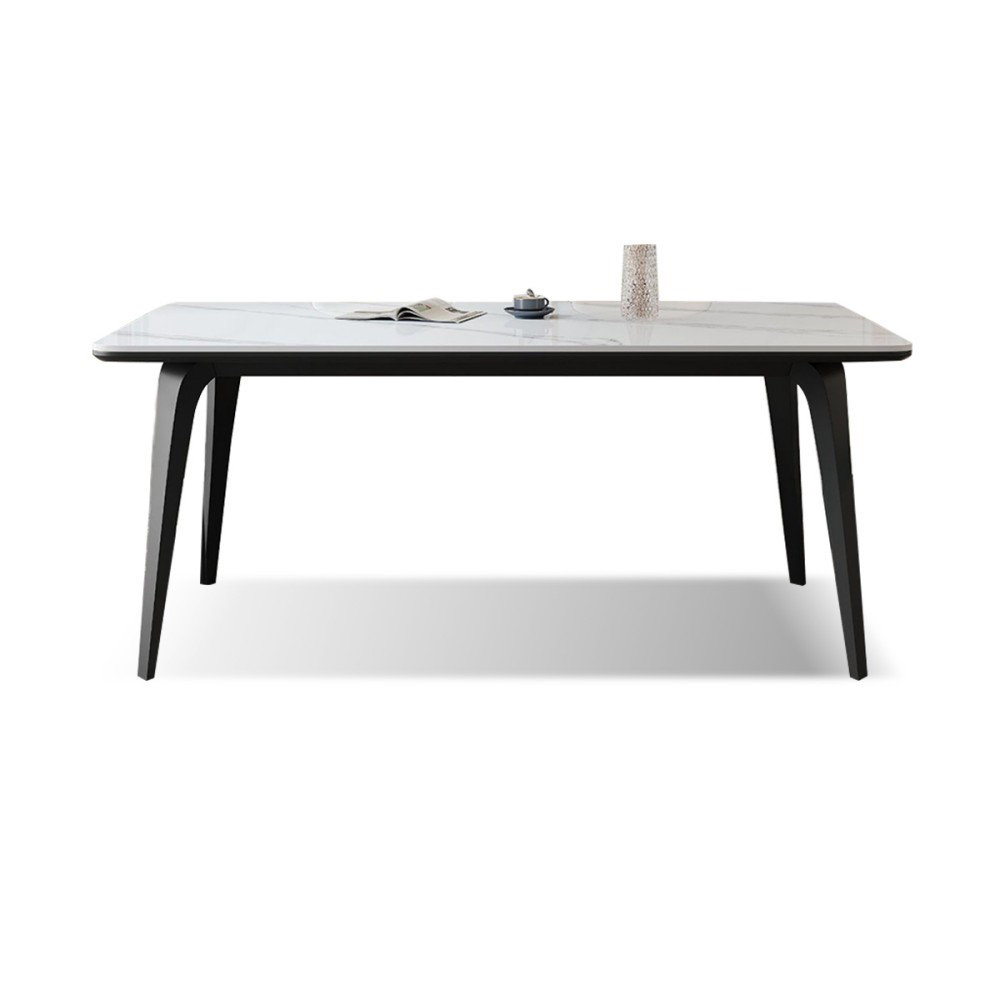 Orren Ellis White+Black Rectangular Stone+Steel Dining Table - Wayfair ...