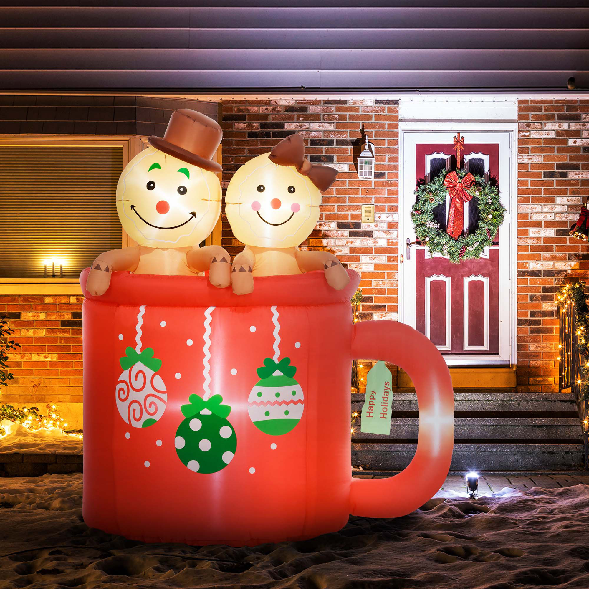 Ophelia & Co. 6FT Christmas Inflatable Couple Gingerbread Man In Hot ...