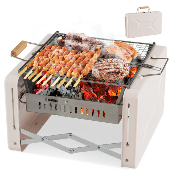CasaCore Folding Charcoal BBQ Grill with Grill Grids and Charcoal Box ...
